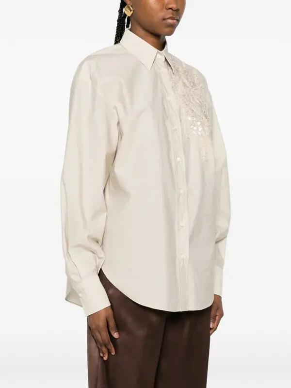 Brunello Cucinelli Embroidered Cotton Shirt - Multicolor