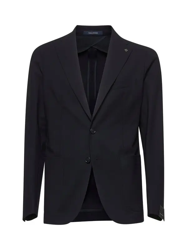 Tagliatore Blue Stretch Virgin Wool Montecarlo Blazer - Multicolor