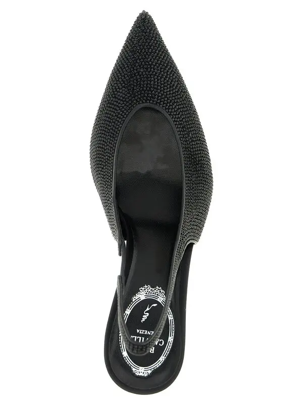 Rene Caovilla Crystal Embellished Slingback Heels