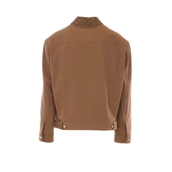 Gucci Gg Logo Print Jacket - Brown
