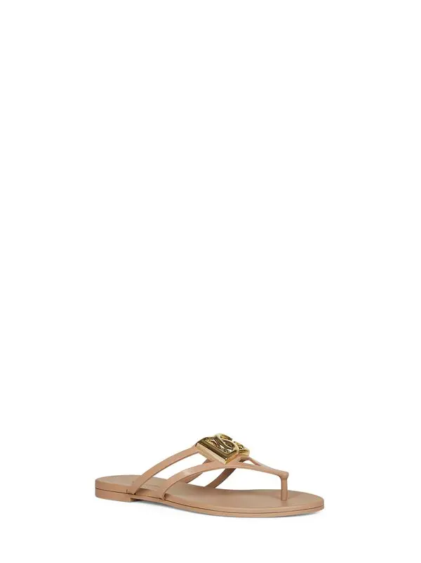 Dolce & Gabbana Powder Pink Rubber Logo Thong Sandals - Multicolor