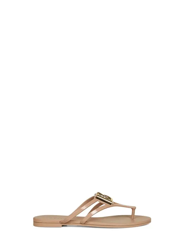 Dolce & Gabbana Powder Pink Rubber Logo Thong Sandals - Multicolor