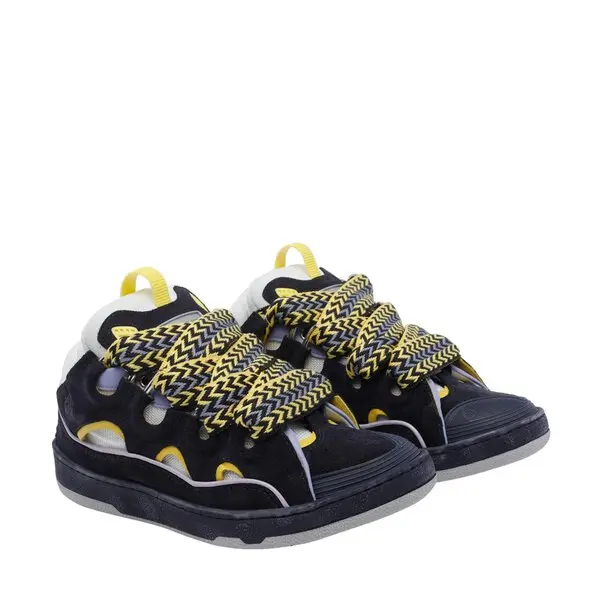 LANVIN Curb Sneakers With Leather And Suede Details - Blue
