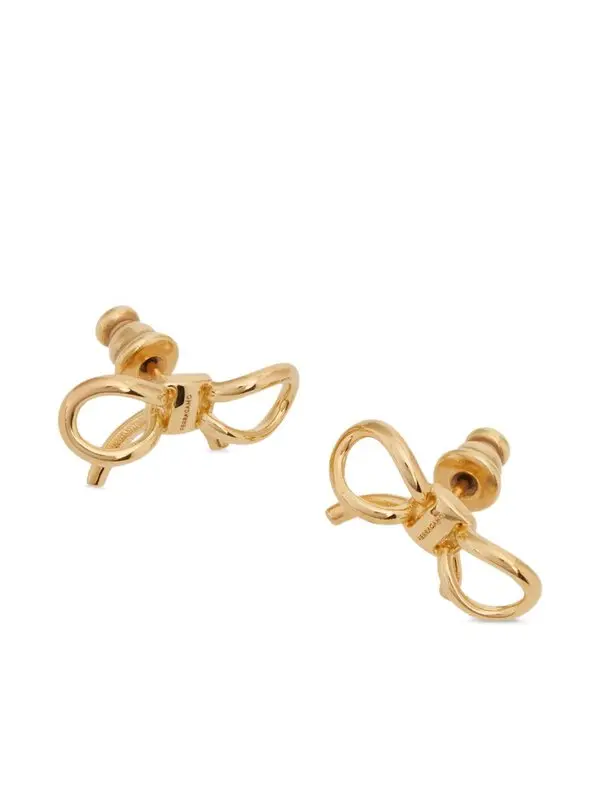 FERRAGAMO Gold-tone Bow Motif Stud Earrings - Multicolor