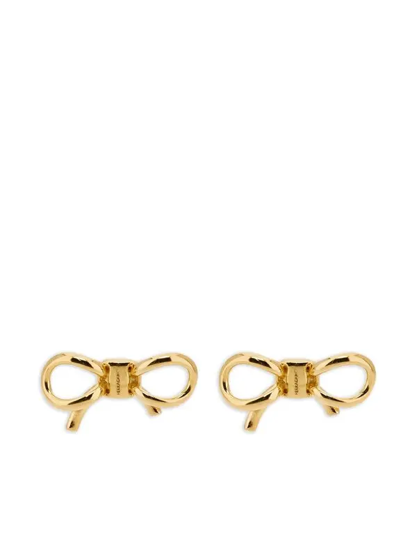 FERRAGAMO Gold-tone Bow Motif Stud Earrings - Multicolor