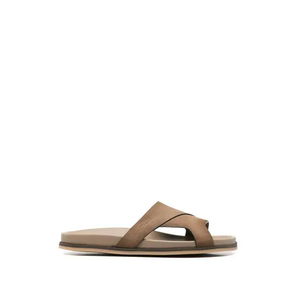 Santoni Leather Crossover Strap Sandals