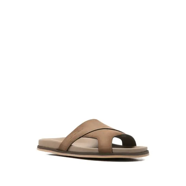 Santoni Leather Crossover Strap Sandals