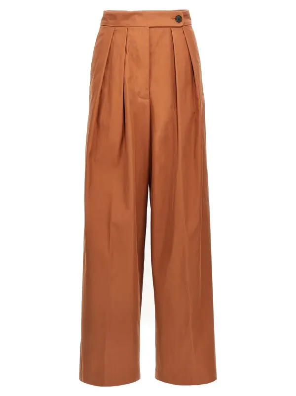 Dries Van Noten Wide-leg Pleated Cotton Trousers - Brown