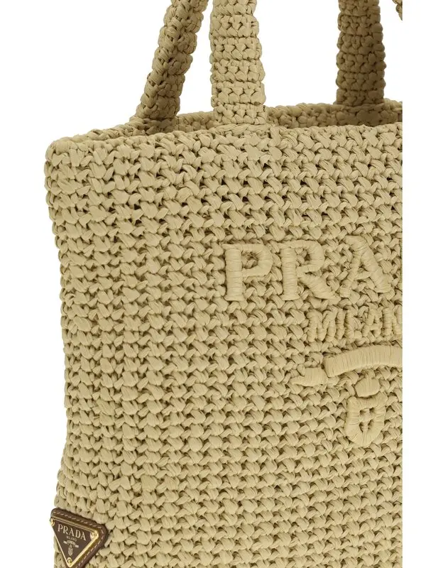Prada Raffia Handbag - Cream