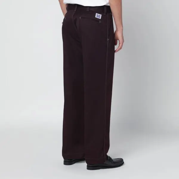 Needles Burgundy Cotton Blend Trousers