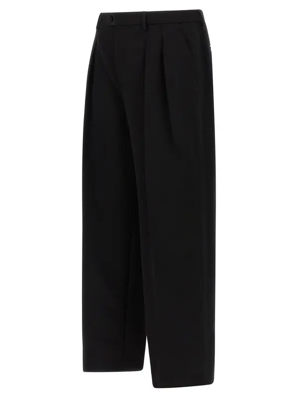 Dolce & Gabbana Wool Gabardine Trousers With Satin Side Bands