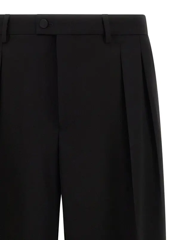 Dolce & Gabbana Wool Gabardine Trousers With Satin Side Bands