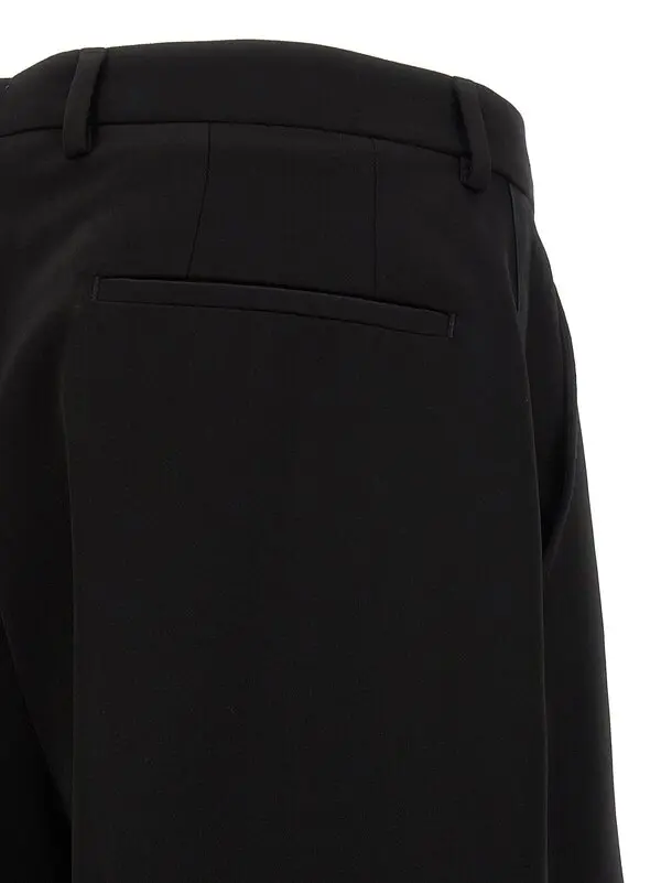 Dolce & Gabbana Wool Gabardine Trousers With Satin Side Bands