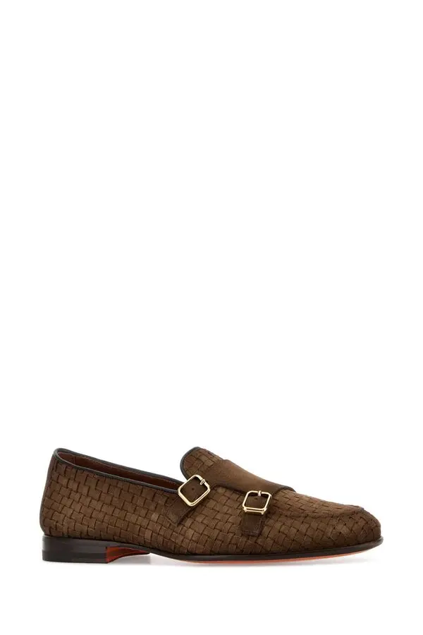 Santoni Suede Scacco Loafers
