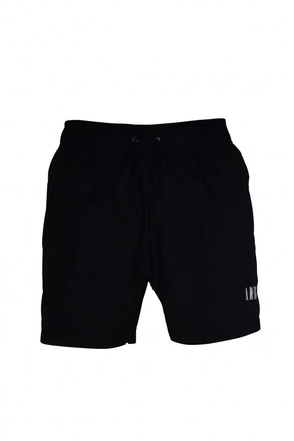 Amiri Elasticated Waist Swim Shorts With Drawstring And Logo Print - Black