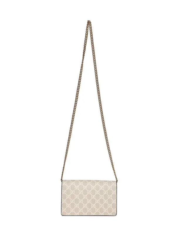 Gucci Beige And White Gg Marmont Wallet On Chain