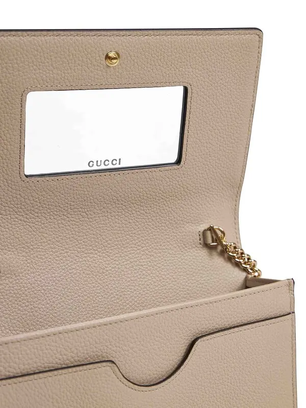 Gucci Beige And White Gg Marmont Wallet On Chain