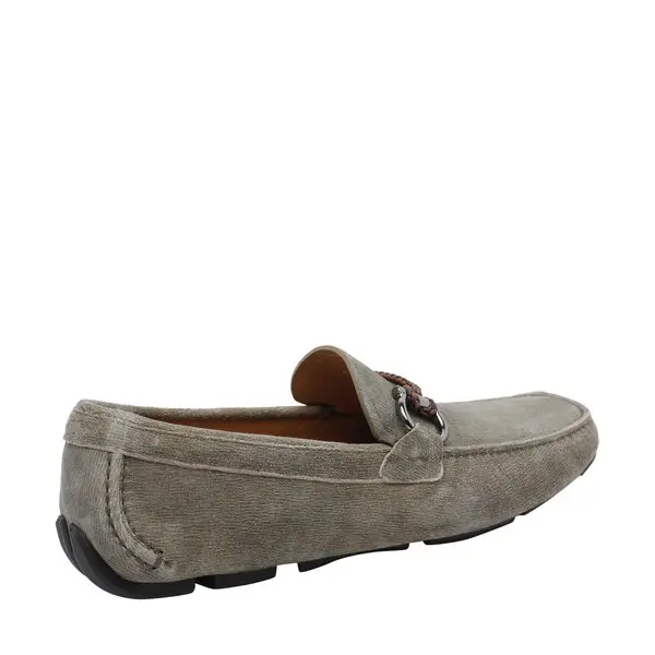 FERRAGAMO Gancini Suede Loafers - Green
