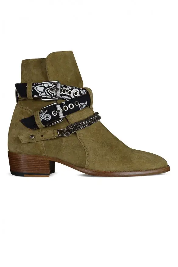 Amiri Bandana Buckle Ankle Boots - Brown