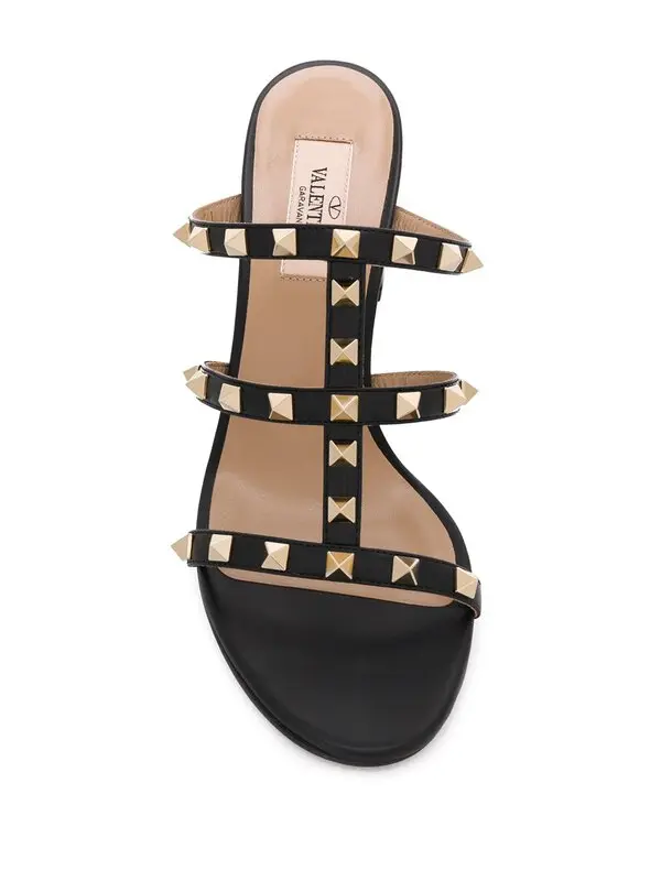 Valentino Garavani Rockstud Leather Block Heel Sandals - Multicolor
