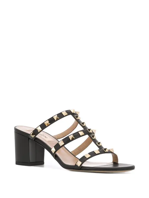 Valentino Garavani Rockstud Leather Block Heel Sandals - Multicolor