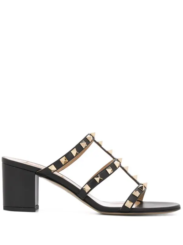 Valentino Garavani Rockstud Leather Block Heel Sandals - Multicolor