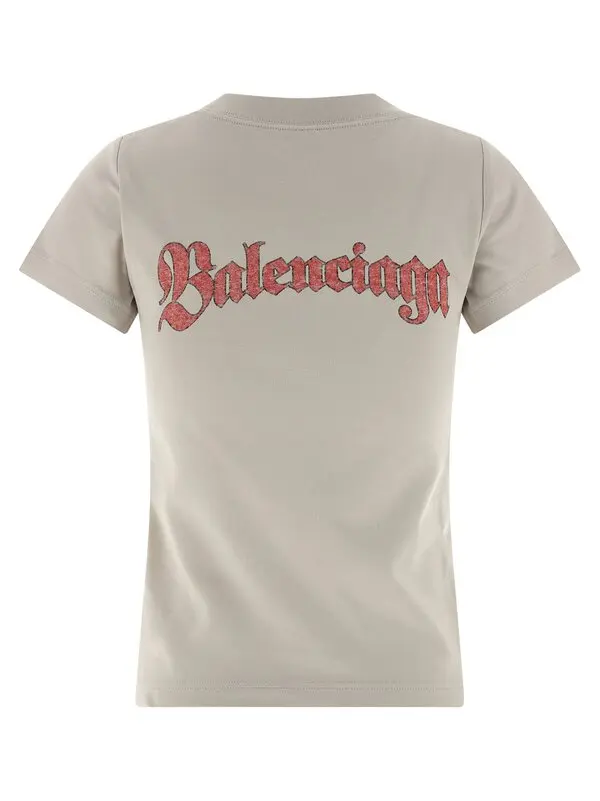 Balenciaga Logo Print Cotton T-shirt - Gray
