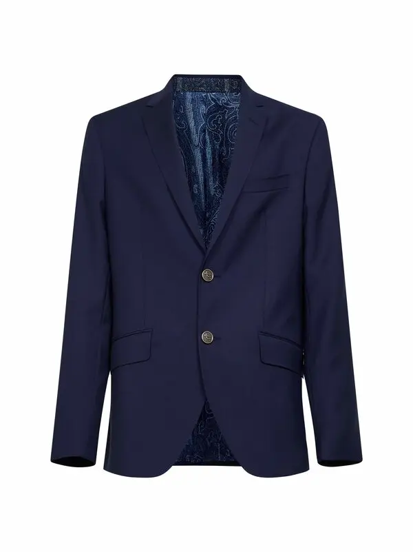 Etro Blue Wool Single-breasted Jacket - Multicolor