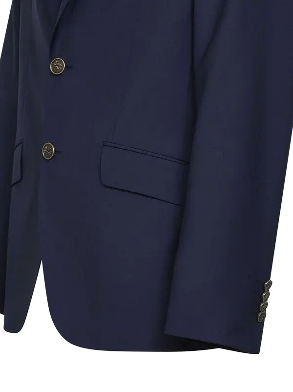 Etro Blue Wool Single-breasted Jacket