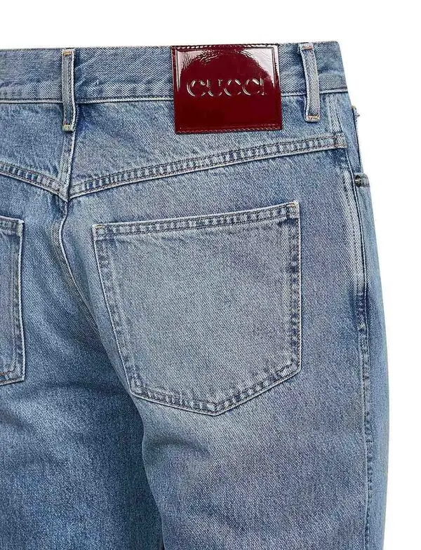 Gucci Light Blue Cotton Denim Slim-fit Jeans - Multicolor