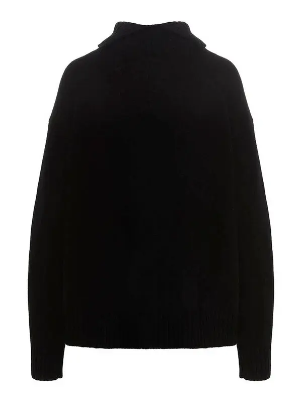 JIL SANDER Cashmere Blend High Neck Sweater - Black