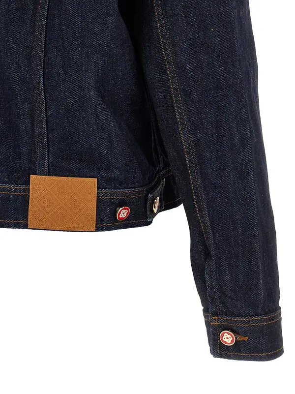 Casablanca Denim Jacket With Contrast Stitching And Logo Embroidery