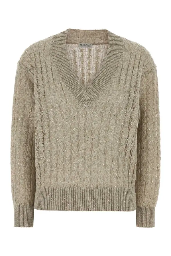 Brunello Cucinelli Dove Grey Linen Blend Sweater