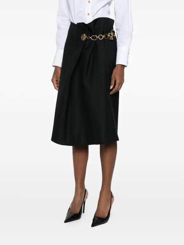 Celine Wool Midi Skirt With Chain Detail