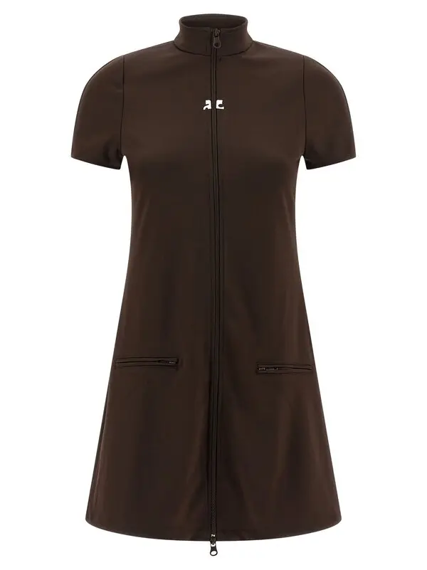 COURREGES Interlock Tracksuit Mini Dress - Brown