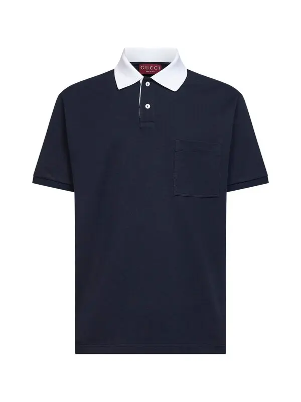 Gucci Blue Stretch Cotton Pique Polo Shirt