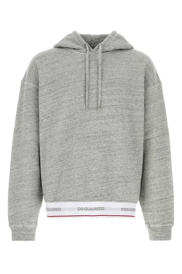 Dsquared2 Melange Grey Cotton Oversize Hoodie - Gray