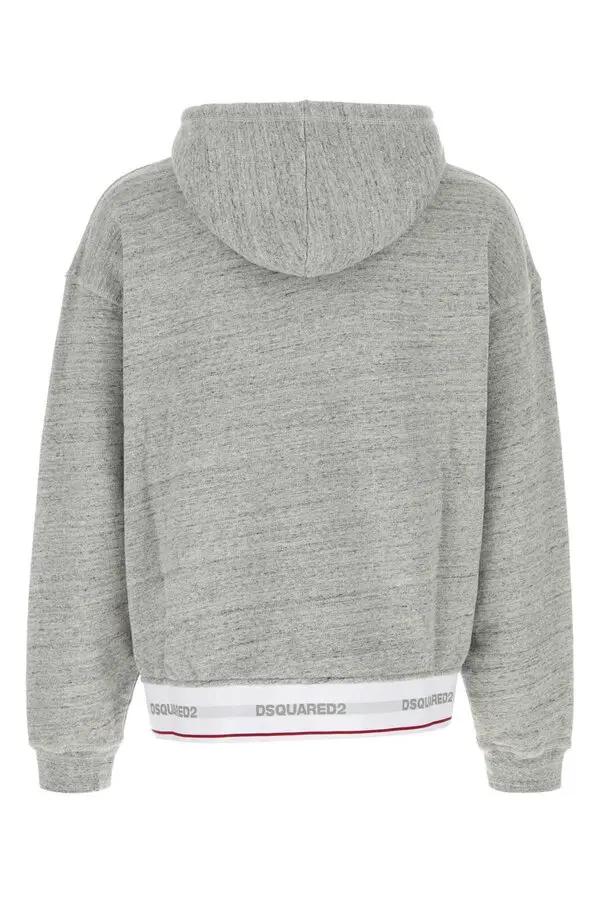 Dsquared2 Melange Grey Cotton Oversize Hoodie - Gray