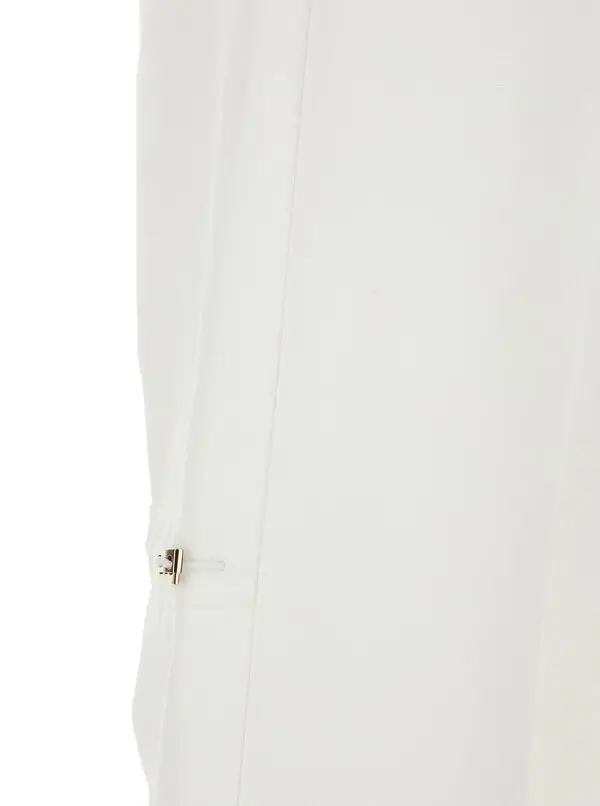 Fendi White Cotton Trousers With Straight Leg And Drawstring Detail
