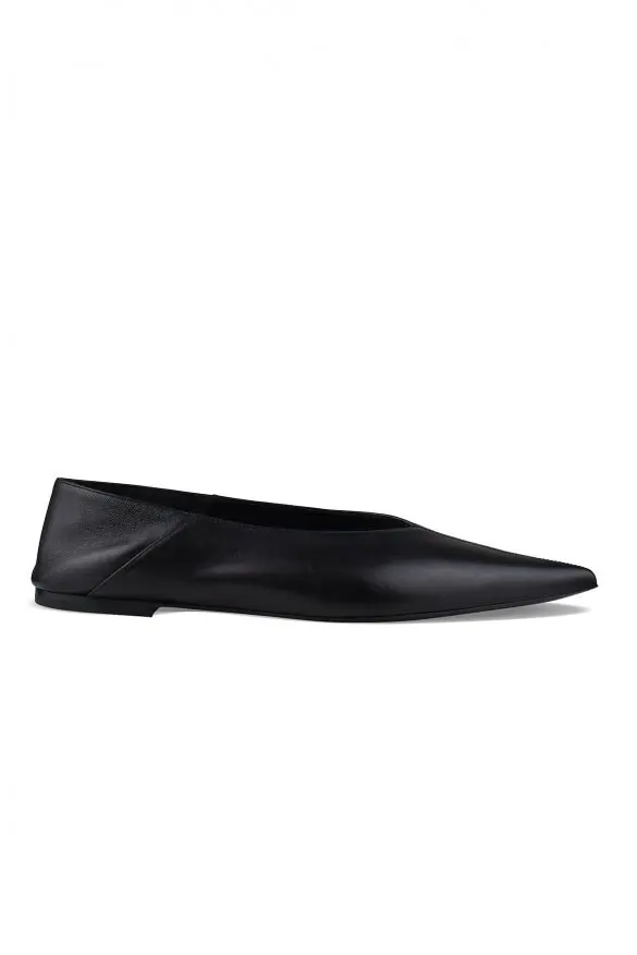 Saint Laurent Pointed Toe Leather Mules - Black