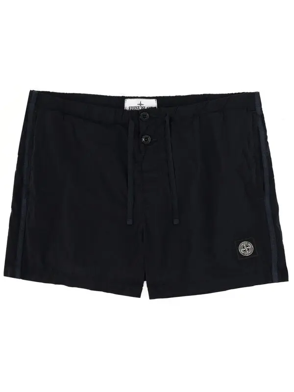 Stone Island Swim Shorts With Logo Patch - Blue