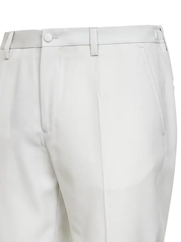 Dolce & Gabbana Light Beige Wool Poplin Trousers - Multicolor