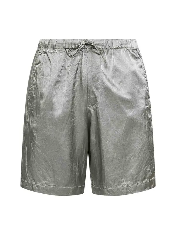 Dries Van Noten Mint Green Viscose And Cotton Shorts - Multicolor