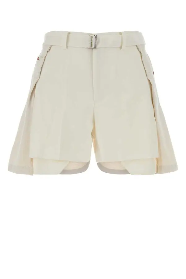 Sacai Polyester And Wool Blend Shorts - White