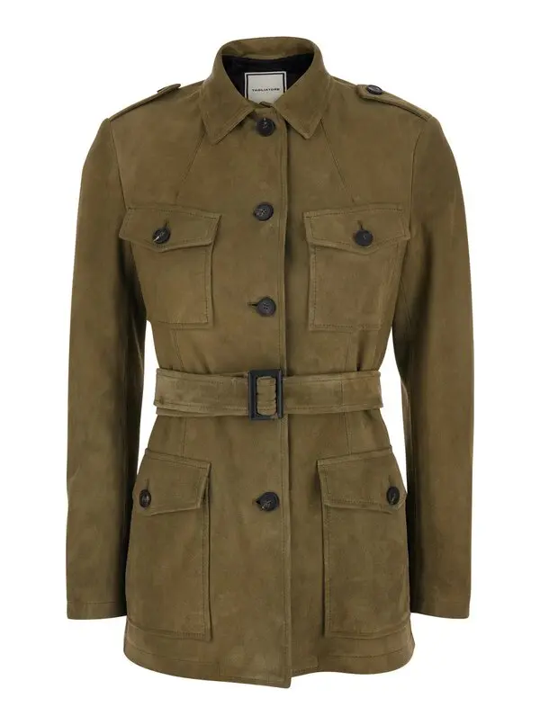 Tagliatore Single-breasted Leather Jacket With Belt - Multicolor