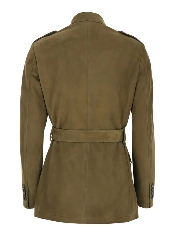 Tagliatore Single-breasted Leather Jacket With Belt - Multicolor