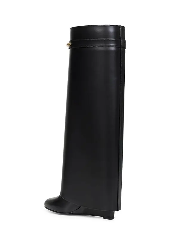 Givenchy Black Leather Shark Pinch Knee-high Wedge Boots - Multicolor