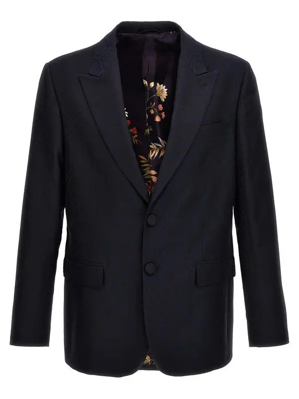 Etro Single-breasted Jacquard Blazer - Blue