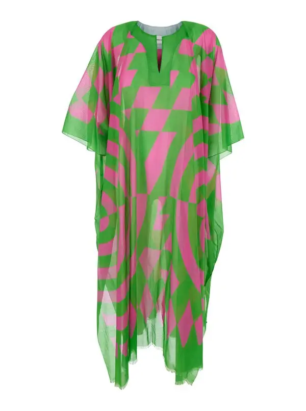 Dries Van Noten Geometric Motif Caftan - Multicolor