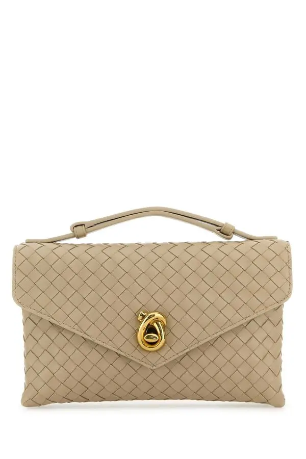 Bottega Veneta Beige Leather Knot Lock Handbag - Brown